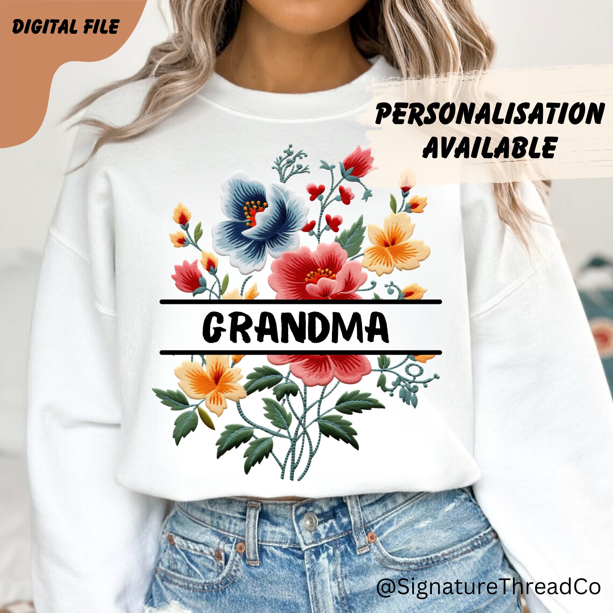 Custom Floral Frame, Custom Name Bundle, Custom Grandma PNG, Custom ...