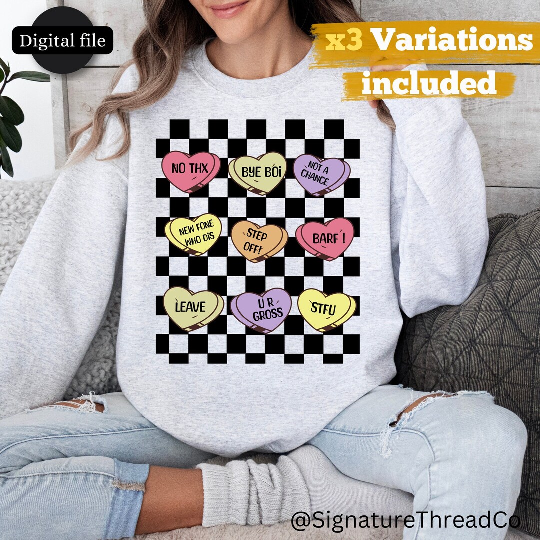 RUDE Candy Hearts Valentine PNG, Conversation Hearts SVG, Heart Shapely ...