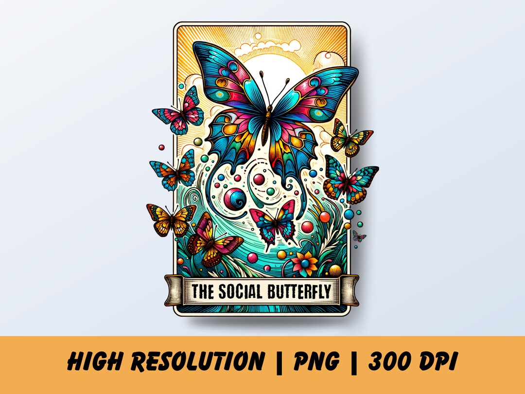 The Social Butterfly Tarot Card Design, Printable Tarot Card, Butterfly ...