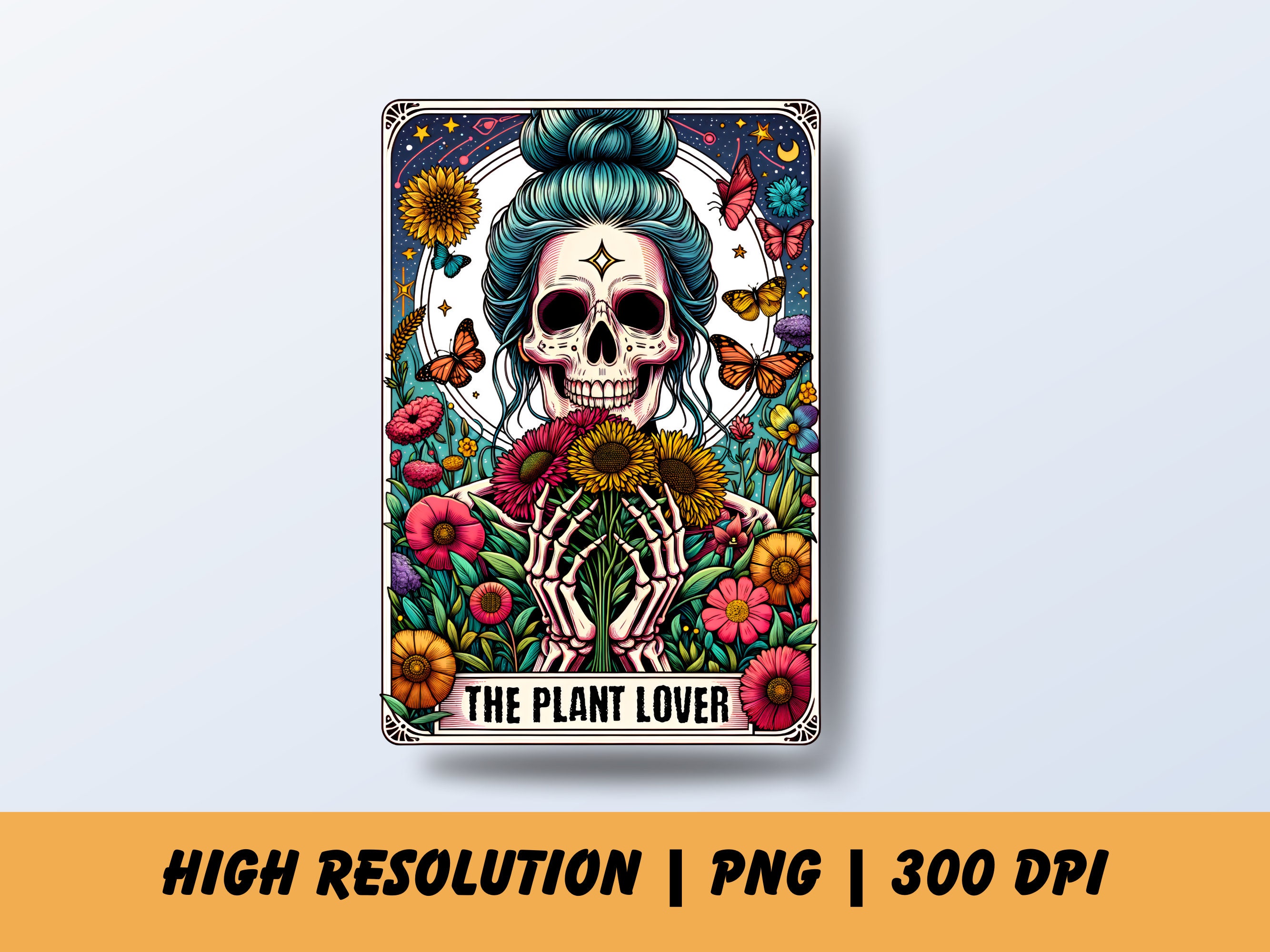 The Plant Lover Tarot Card PNG, Skeleton Sublimation Design, Funny ...