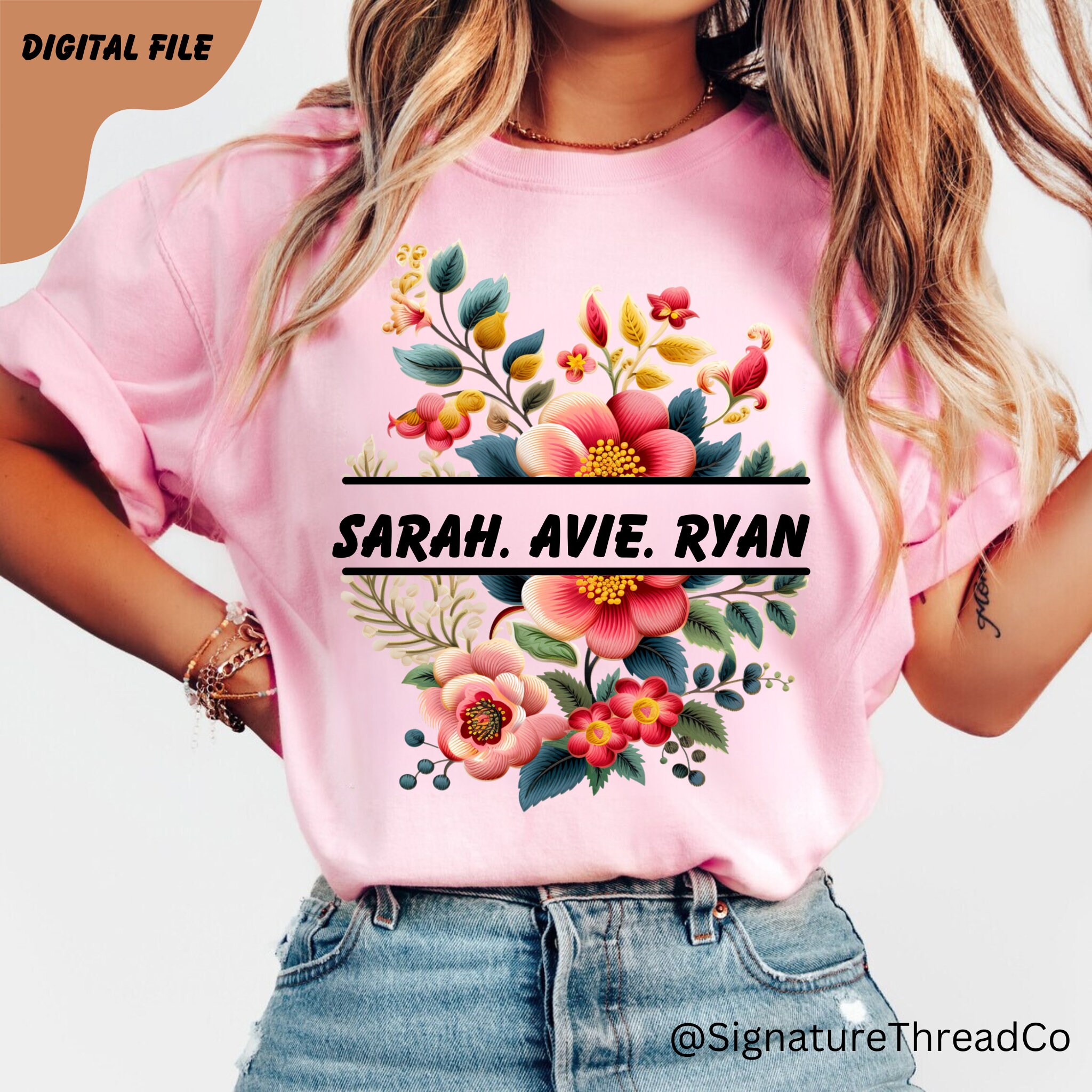 Custom Floral Frame, Custom Name Bundle, Custom Grandma PNG, Custom ...