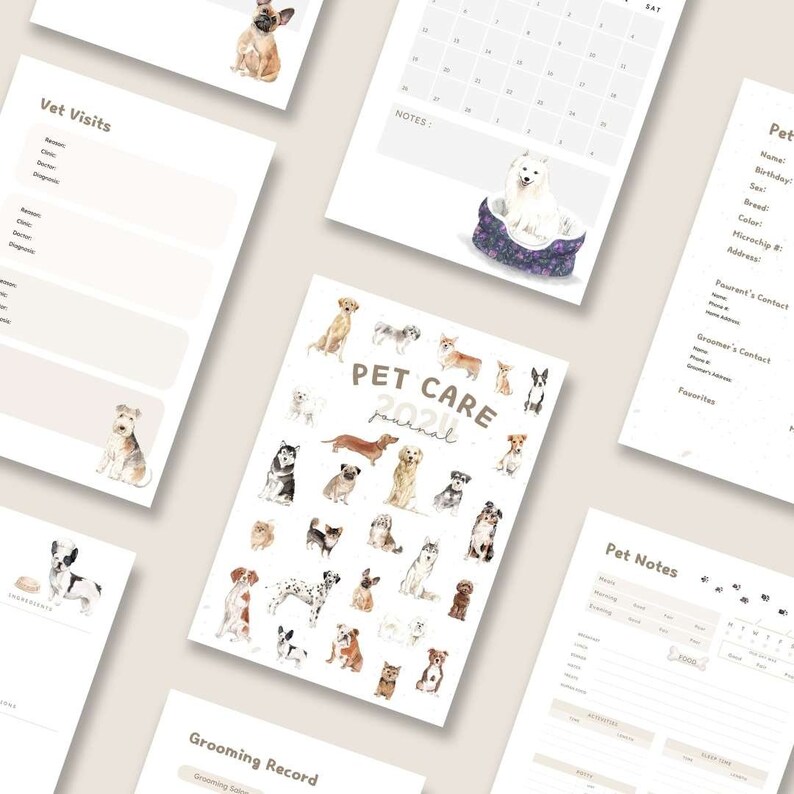 Printable, Editable, Digital Print Pet Care Planner, Journal, Training ...