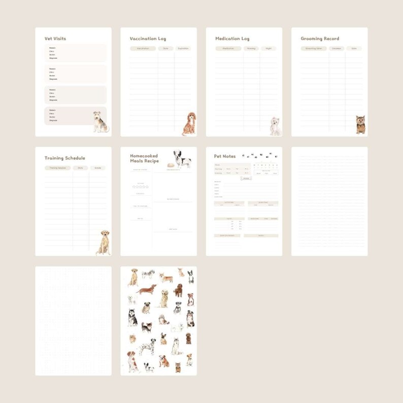 Printable, Editable, Digital Print Pet Care Planner, Journal, Training ...