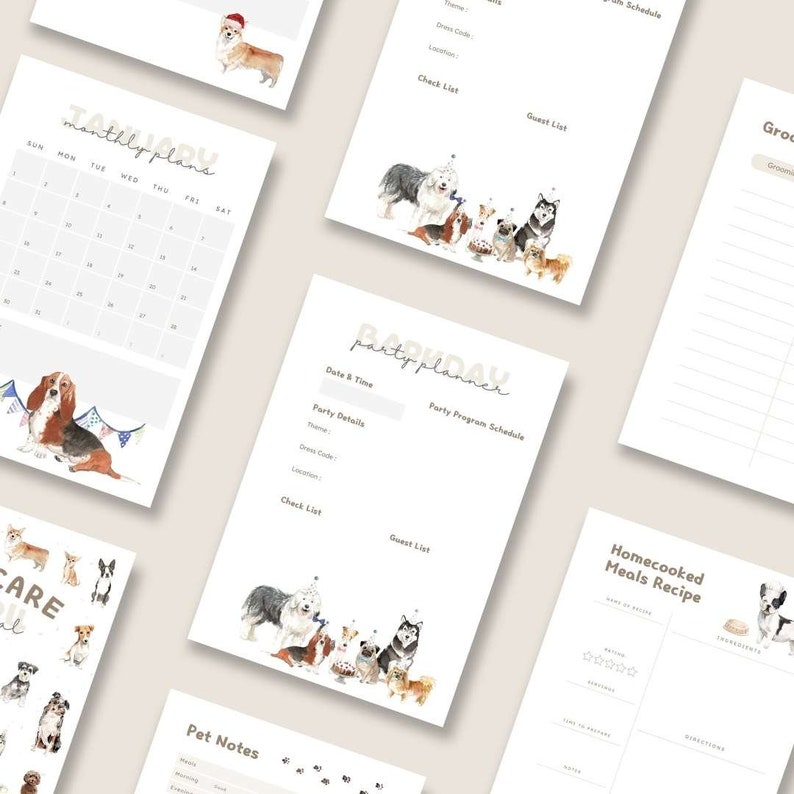 Printable, Editable, Digital Print Pet Care Planner, Journal, Training ...