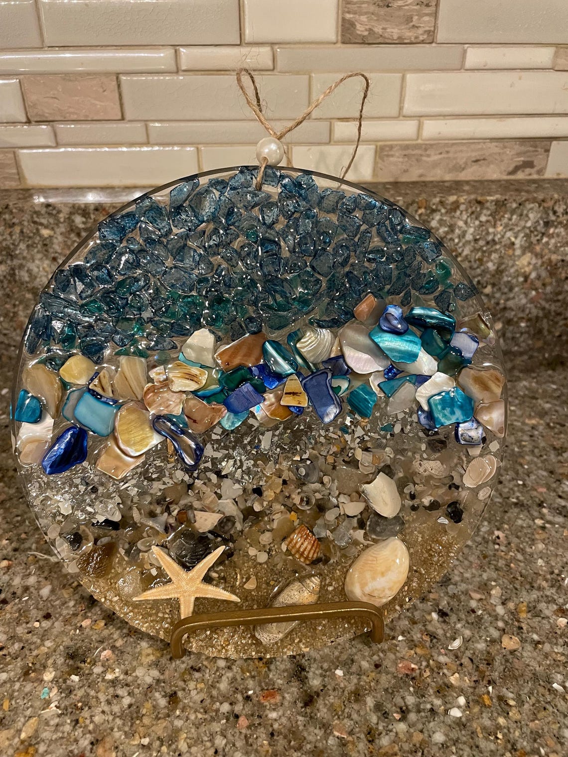 Crushed Glass & Shell Sun Catcher: Beach Resin Art (7 Inch) - Etsy