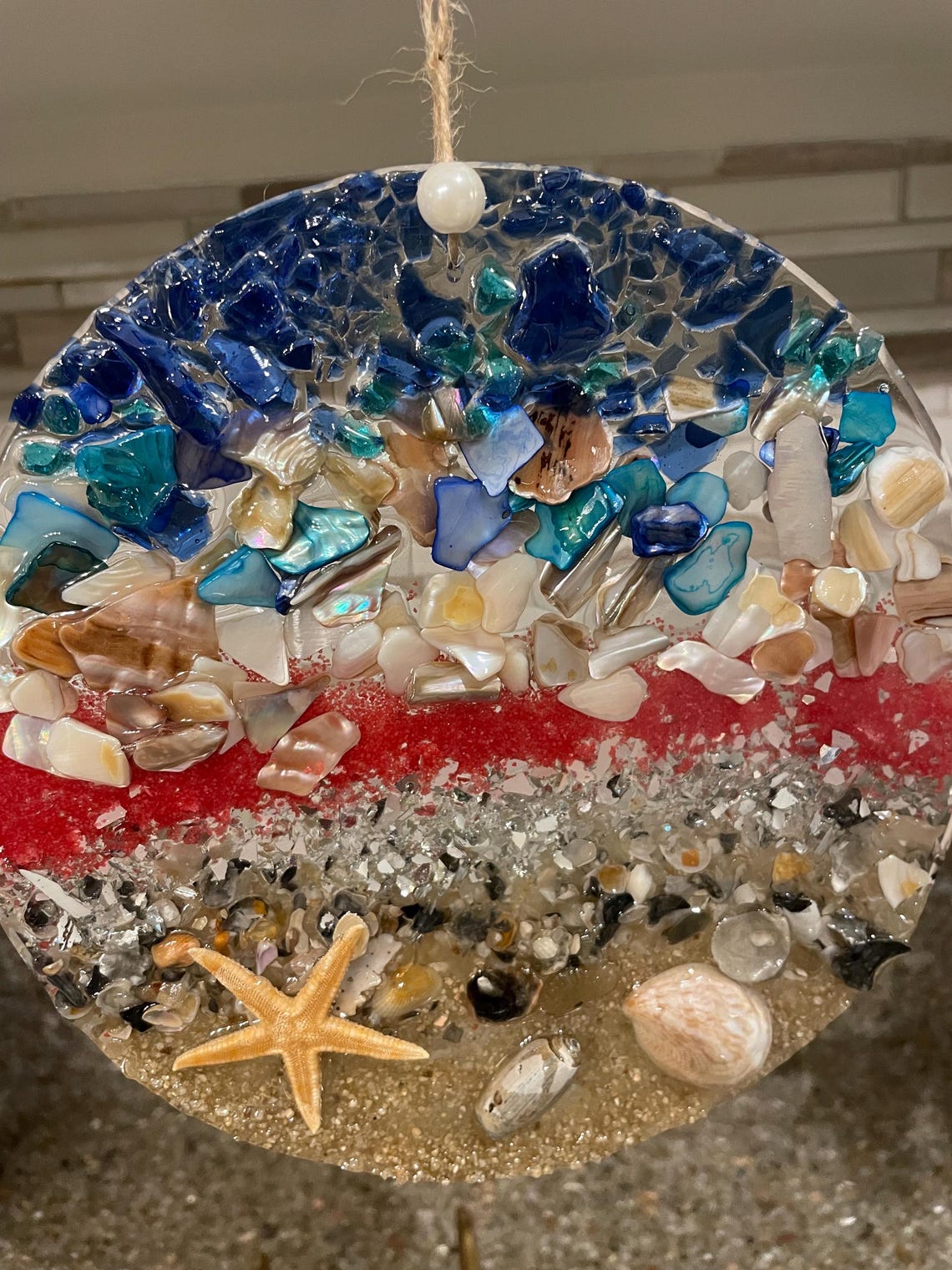Crushed Glass & Shell Sun Catcher: Beach Resin Art (7 Inch) - Etsy