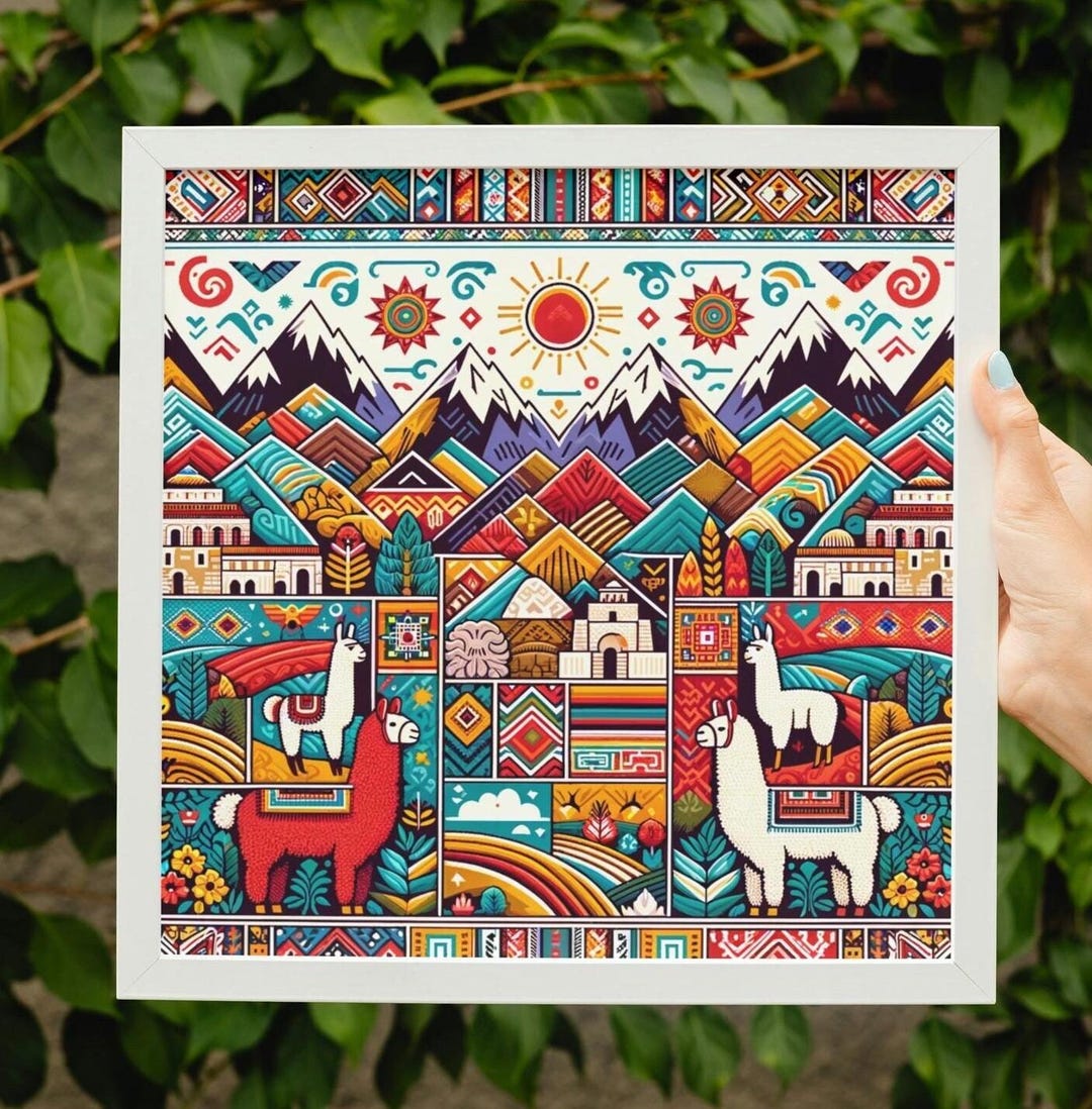 Peruvian Andes Wall Art, Colorful Boho Tribal Design (PNG File) - Etsy