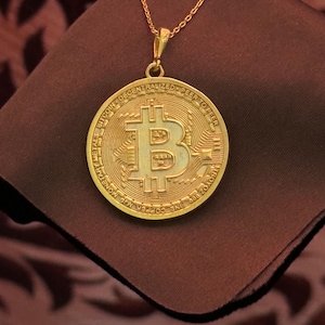 14k Solid Gold Bitcoin - Etsy