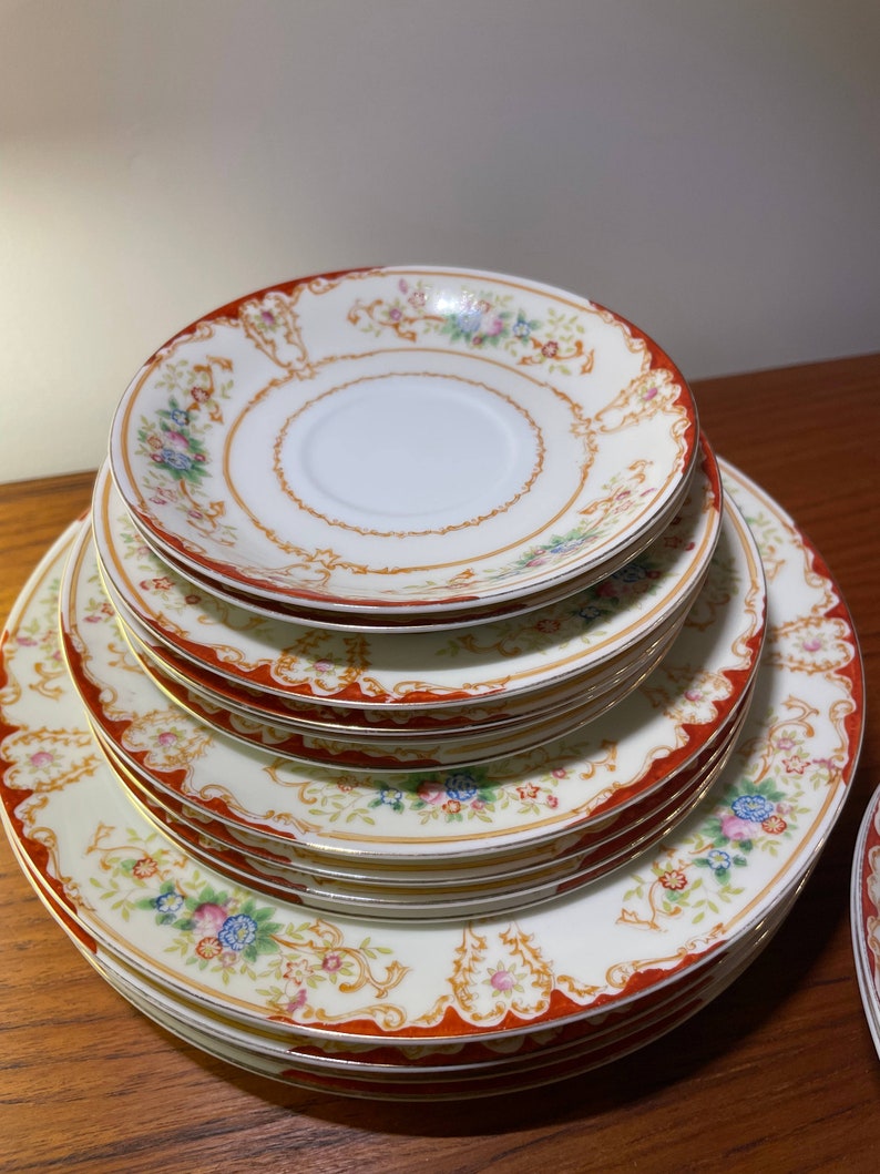 Rare Set of Plates Kongo China STS Hand Painted Floral - Etsy