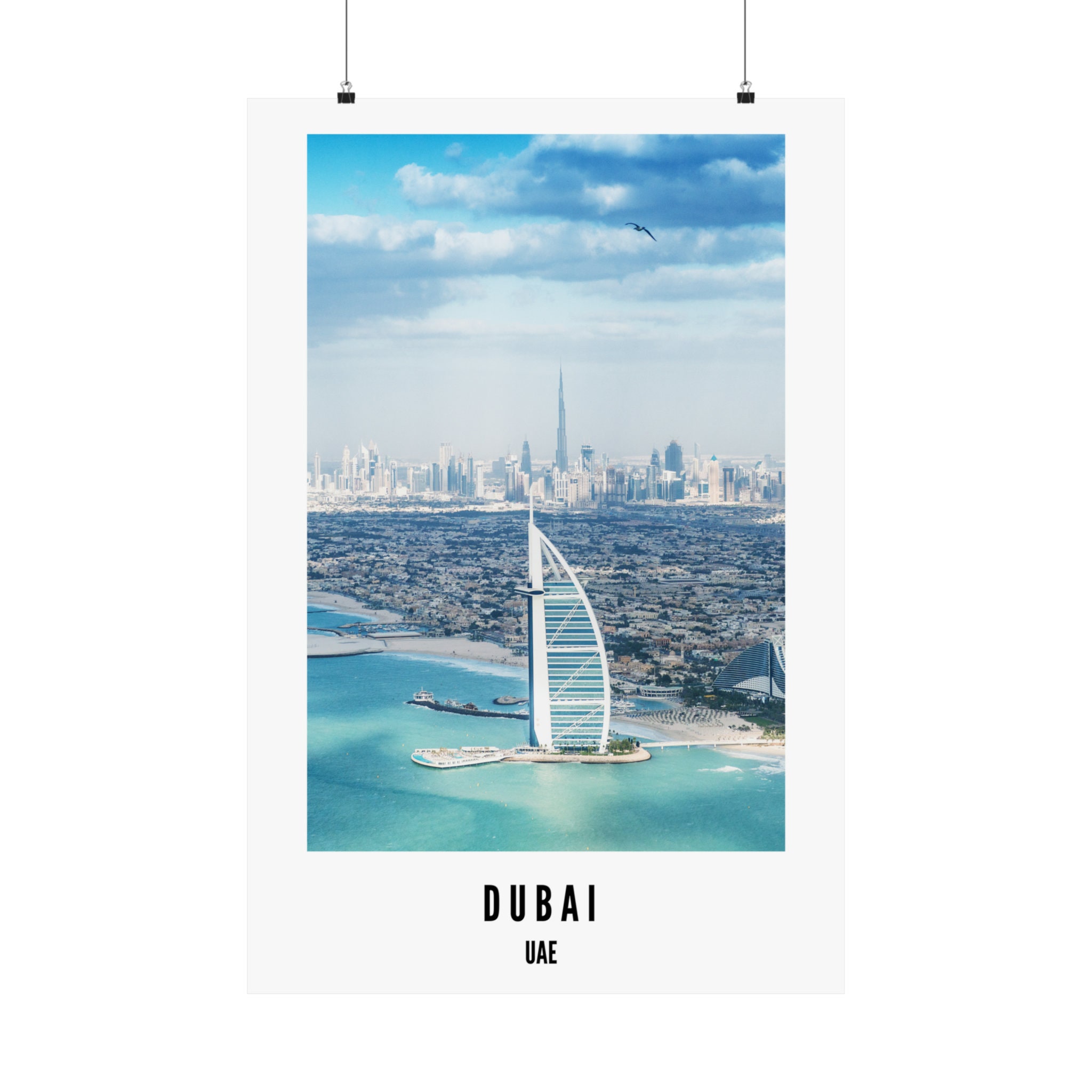 Dubai Skyline Travel Poster Print, Dubai UAE Travel Print Poster ...