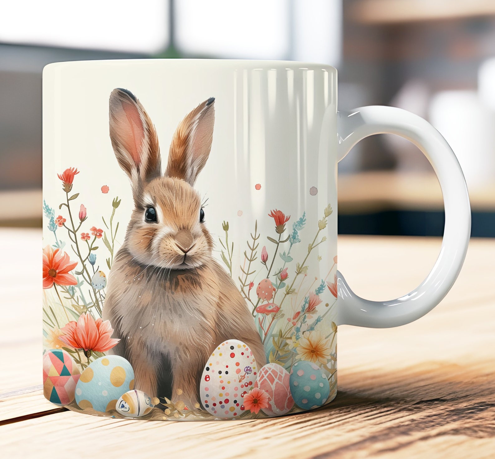 Easter Bunny Mug Wrap, 11oz & 15oz Mug PNG, Mug Sublimation Design, Mug ...