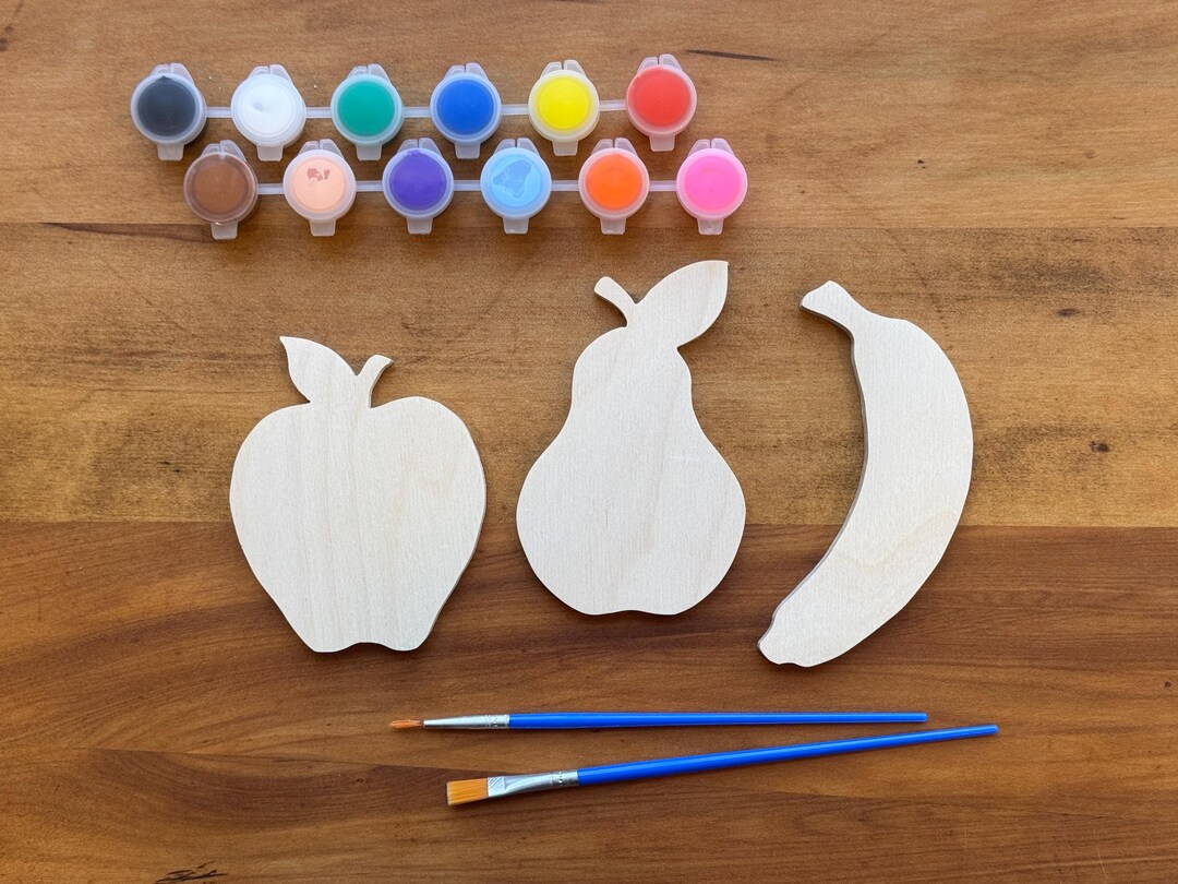 Fruit Paintable Magnet Kit | Kids Wooden Montessori Craft Set - Etsy