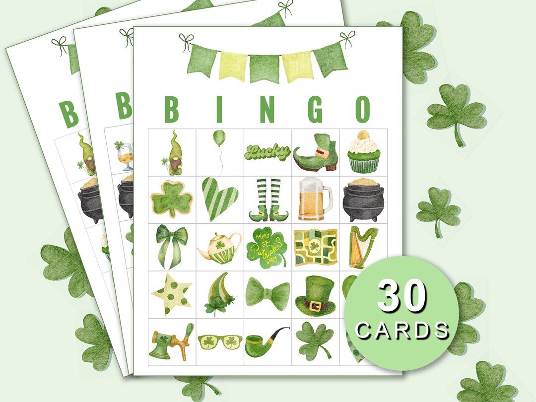 30 St Patricks Day Bingo Cards Printable, St Patricks Bingo Activity ...
