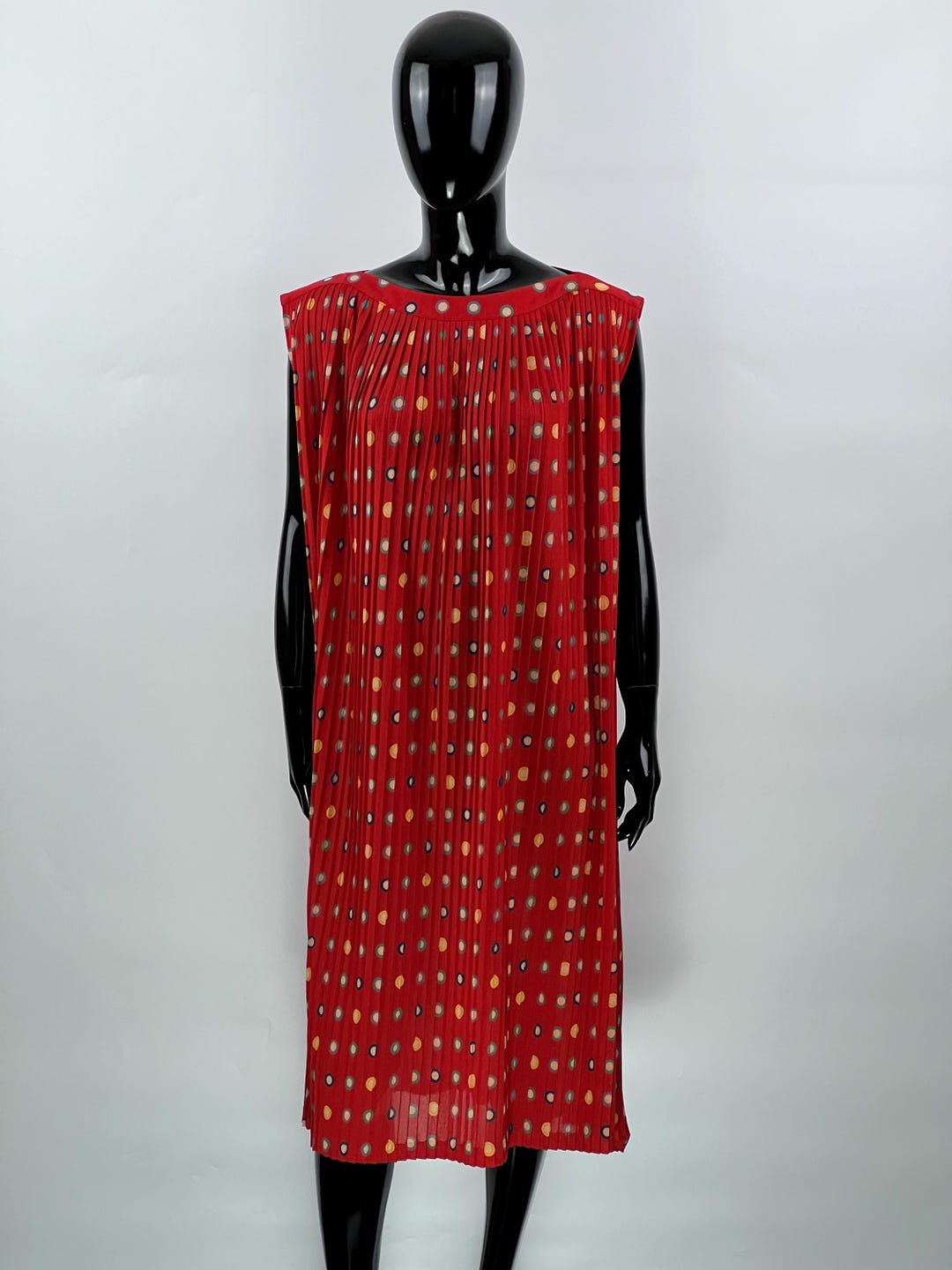 Rodier Paris Rare Vintage 80s Sleeveless Pleated Midi Dress Size FR42 ...