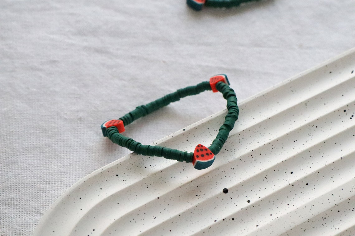 Fimo Bracelet, Green Fimo Bracelet, Watermelon Bracelet, Watermelon Art ...