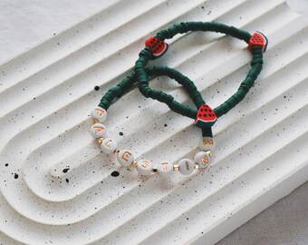 Fimo Bracelet, Green Fimo Bracelet, Watermelon Bracelet, Watermelon Art ...