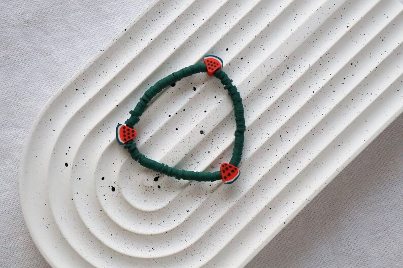 Fimo Bracelet, Green Fimo Bracelet, Watermelon Bracelet, Watermelon Art ...