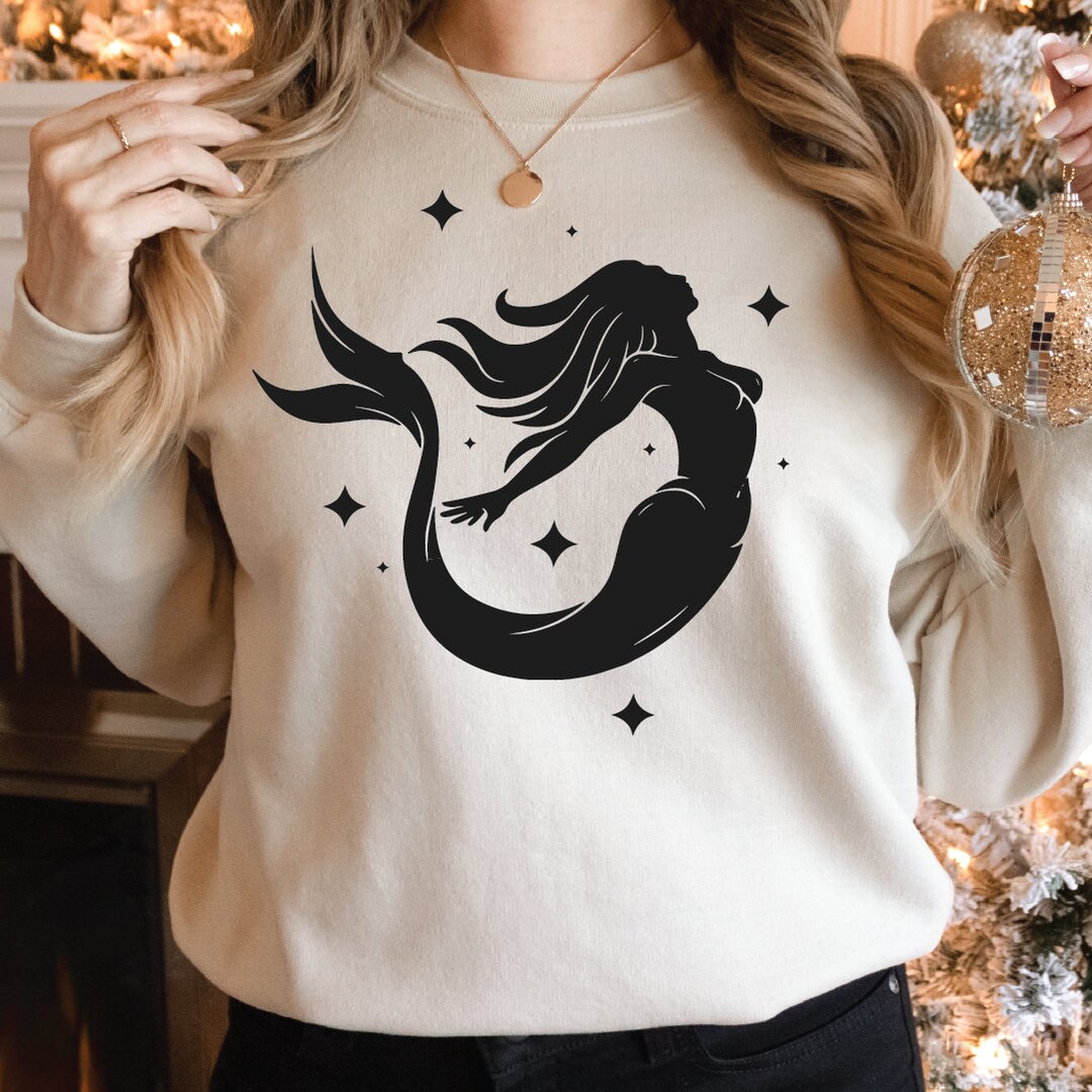 Merry Mermaid Christmas Star Sweatshirt and Hoodie, SFS0061 - Etsy