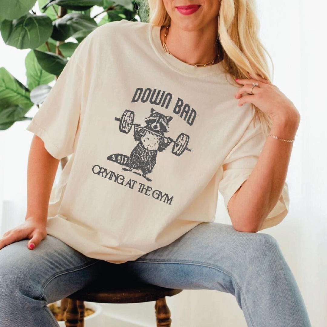 Down Bad Crying at the Gym T-shirt, Funny Workout Shirt, Cute Shirt ...