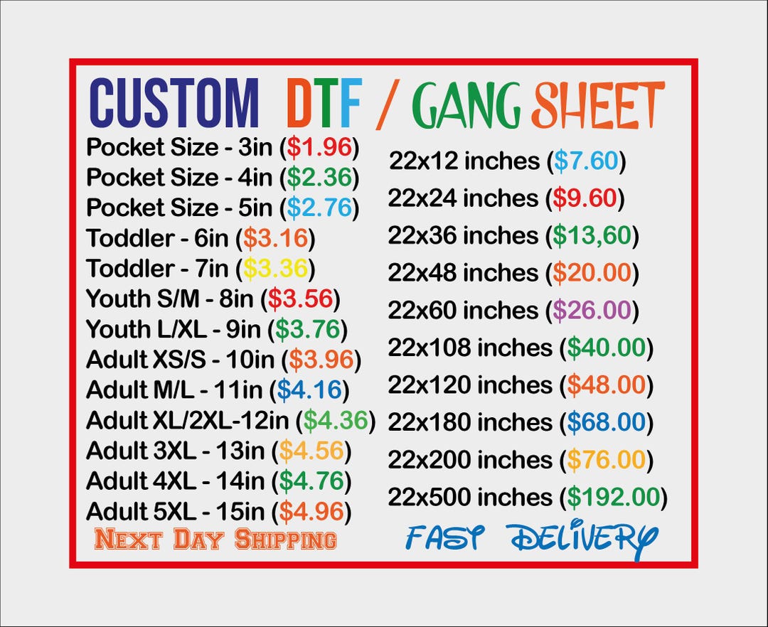 DTF Transfers, DTF Prints, Custom Dtf Transfers Ready for Press,full ...