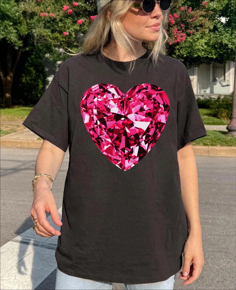 Diamond Heart Valentine Shirt, Cute Valentine Day Shirt for Women ...