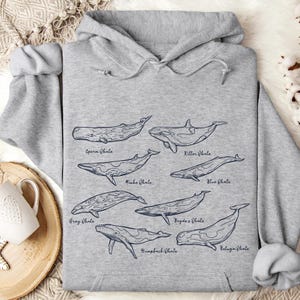 Sea Animal Sweatshirt & Hoodie, Retro Whale Sweatshirt, Ocean Nature ...