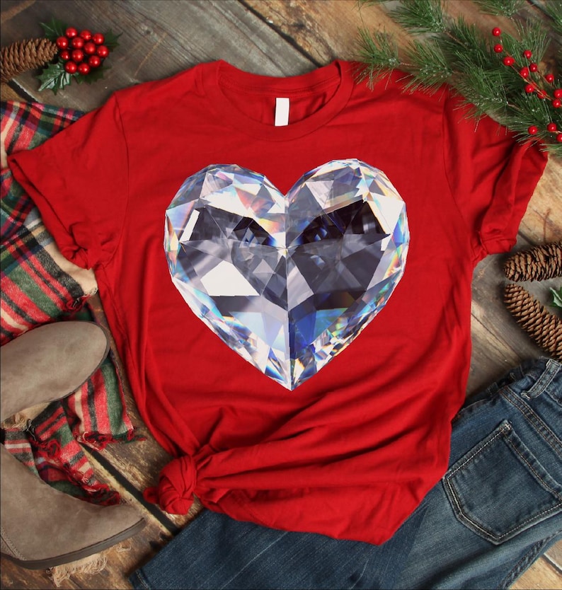 Diamond Heart Valentine Shirt, Cute Valentine Day Shirt for Women ...