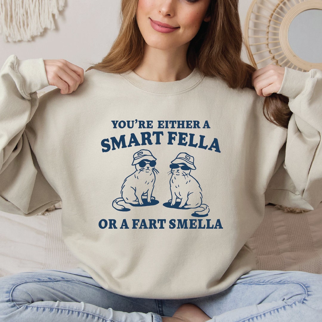 Are You A Smart Fella or Fart Smella Sweatshirt & Hoodie, Retro Cartoon ...