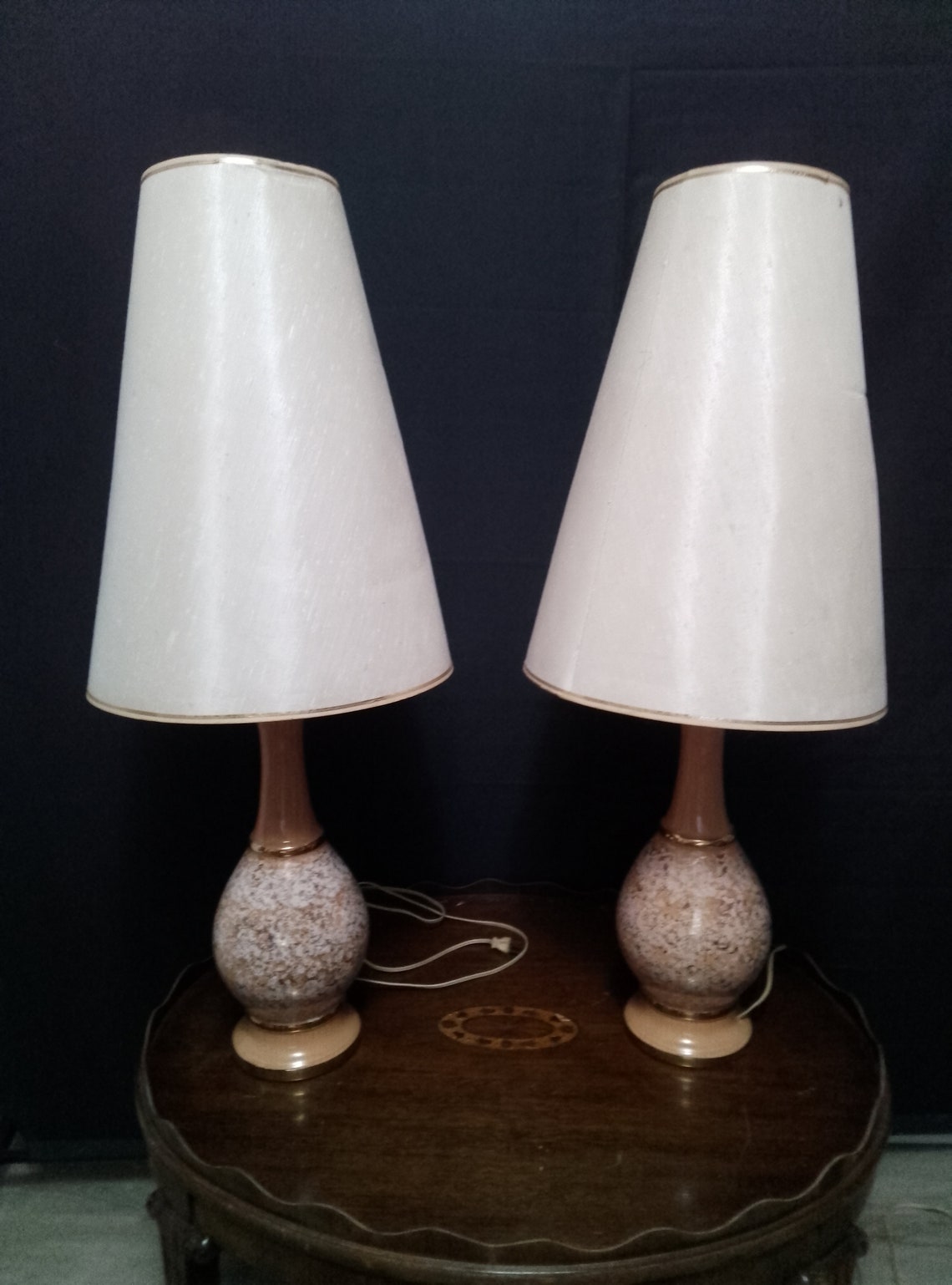 Mid Century 1950s Ceramic Atomic Table Lamps Original Shades - Etsy