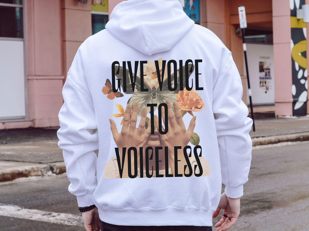 VICTORIA ROSHCHYNA Hooded Sweatshirt, Give Voice to Voiceless Hoodie ...