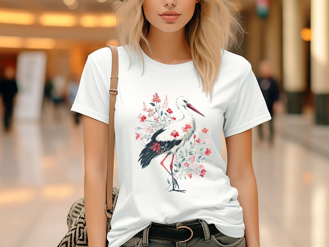 Floral Stork Belarusian T-shirt, Symbol of Belarus Tee, Belarus Gift - Etsy