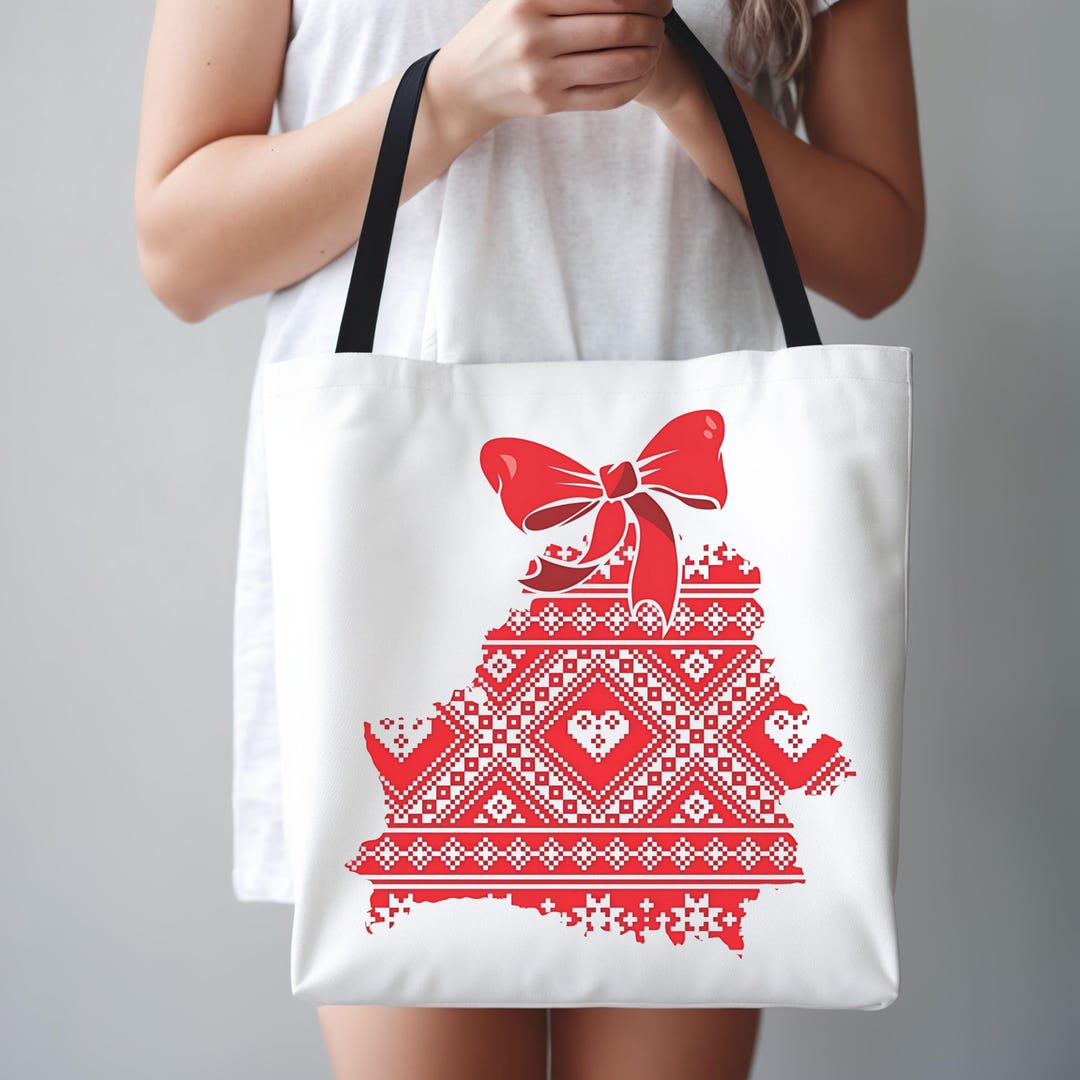 BELARUS MAP ORNAMENTAL Tote Bag With a Red Bow, Belarusian Gift - Etsy