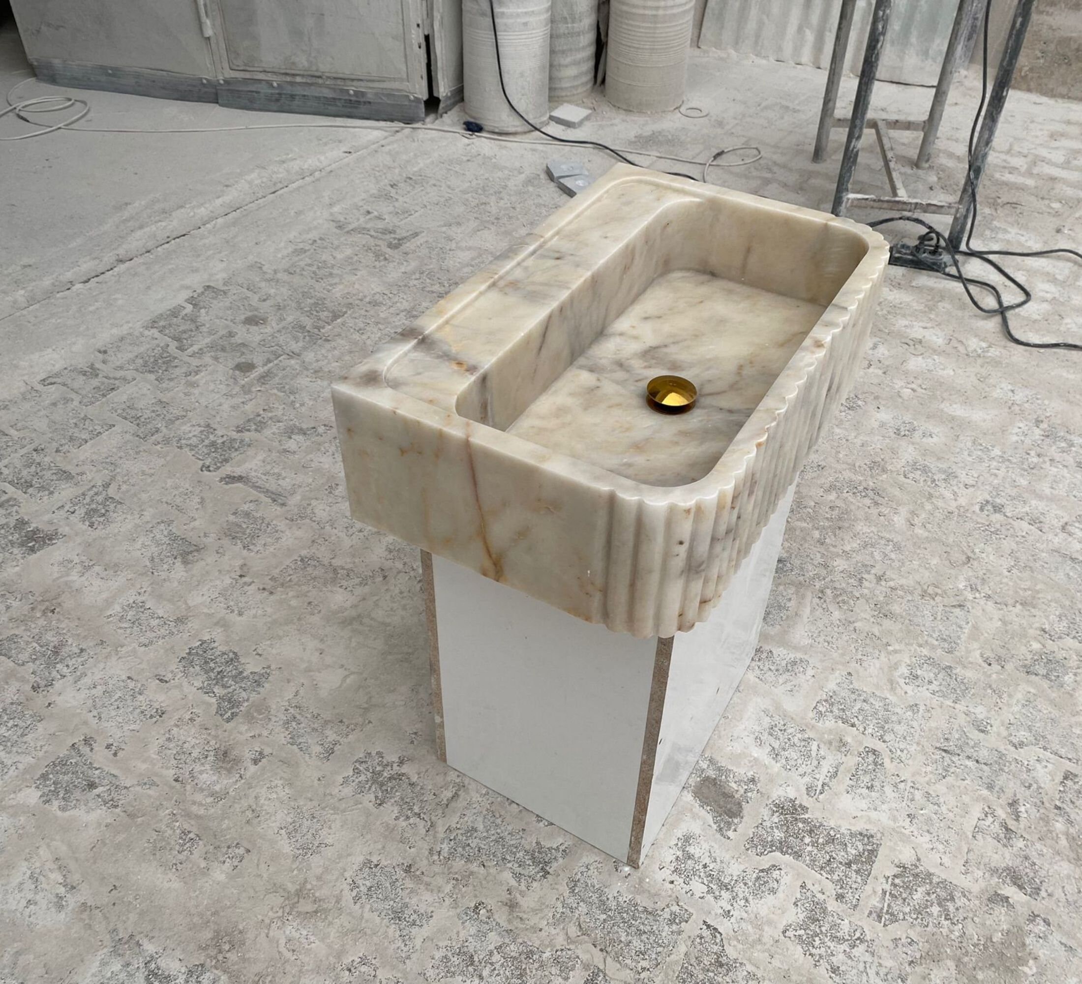 Ready to Ship, Viola Marble Sink, Floating Sink With Backsplash, Marble ...