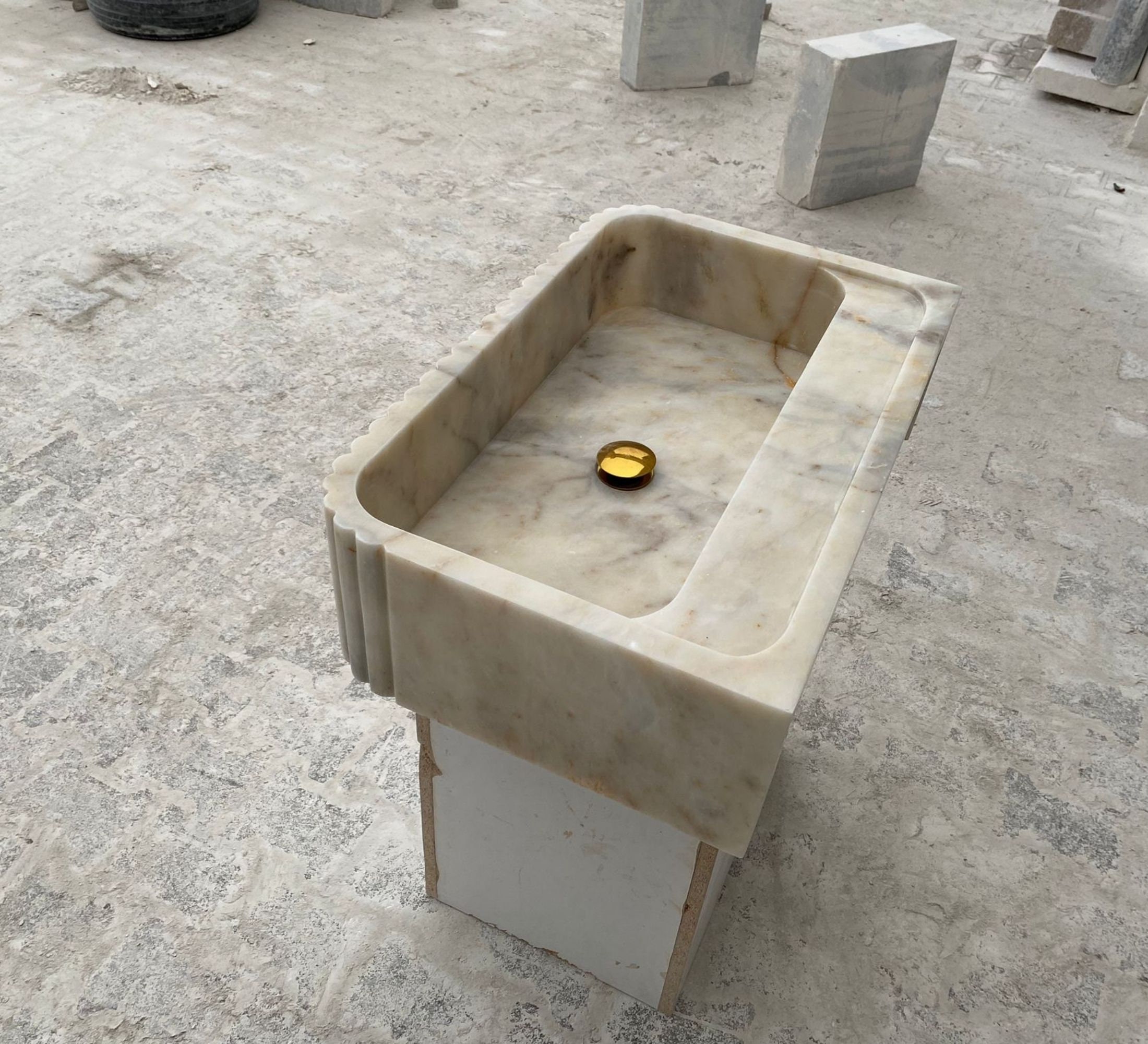 Ready to Ship, Viola Marble Sink, Floating Sink With Backsplash, Marble ...