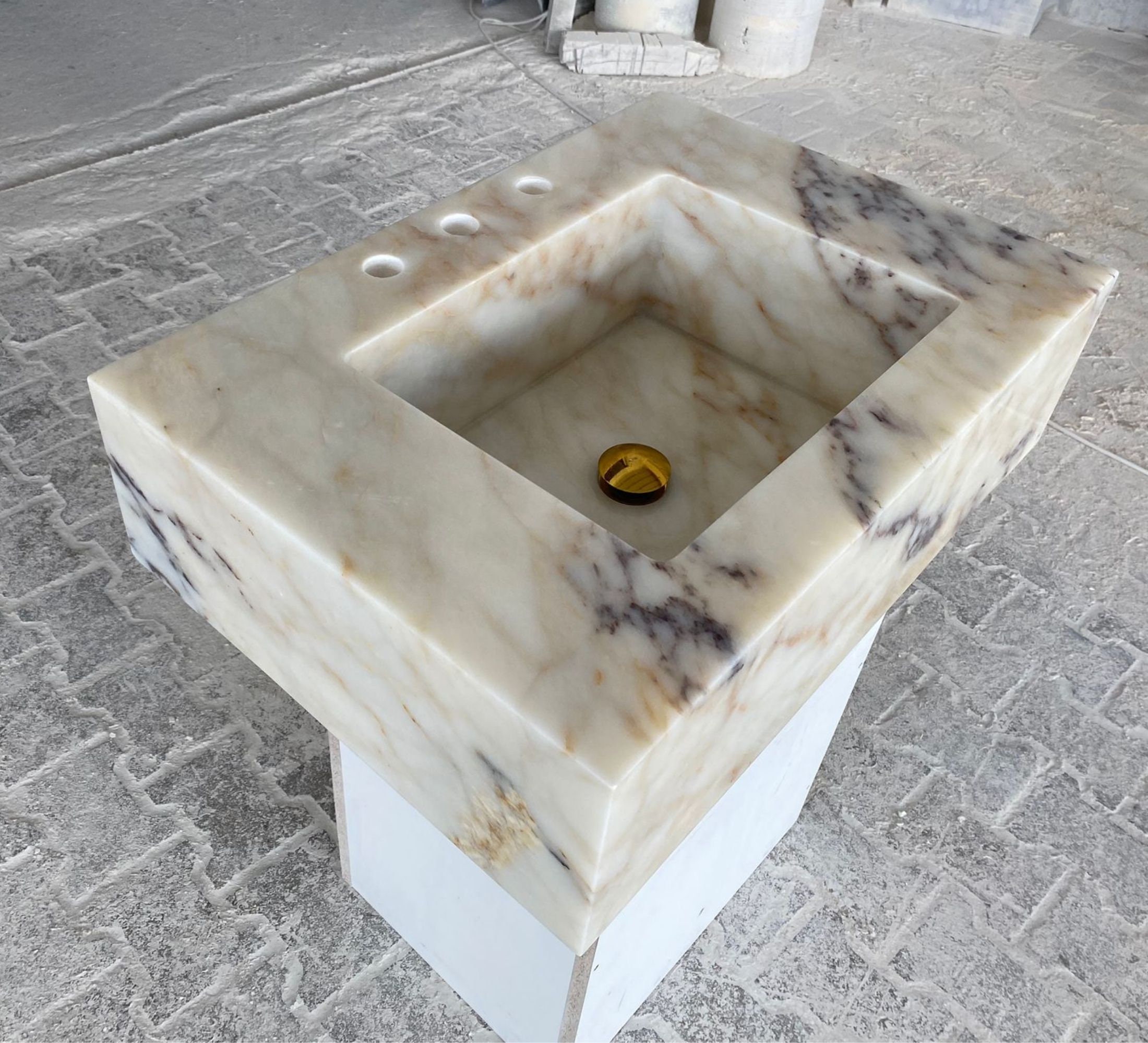 Calacatta Viola Marble Sink: Floating Vanity With Backsplash - Etsy