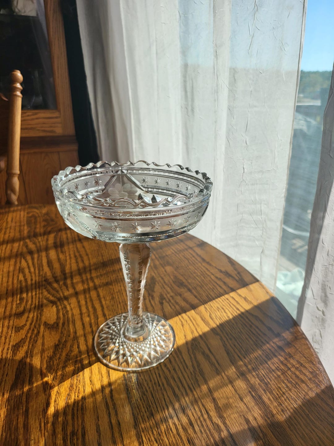 Mckee Innovation 407 Zippered Pedestal Bowl Pressed Cut Glass Tazza ...