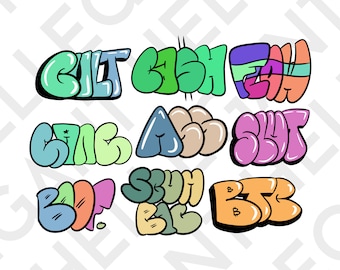 12-pack Inked Ink Graffiti Vector Logo Icons Text Graffiti Art Saying ...