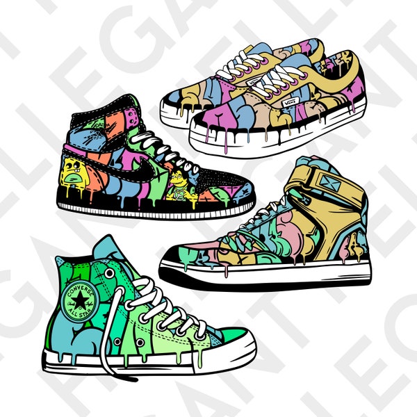 6-PACK Graffiti Monikers Street Sketches Vector Graphic Moniker Set SVG ...