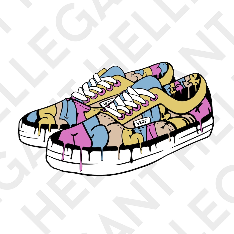 Graffiti Style Vans Sneaker Shoe With Drips Colorful Graphic Art SVG - PNG - EPS Files for ...