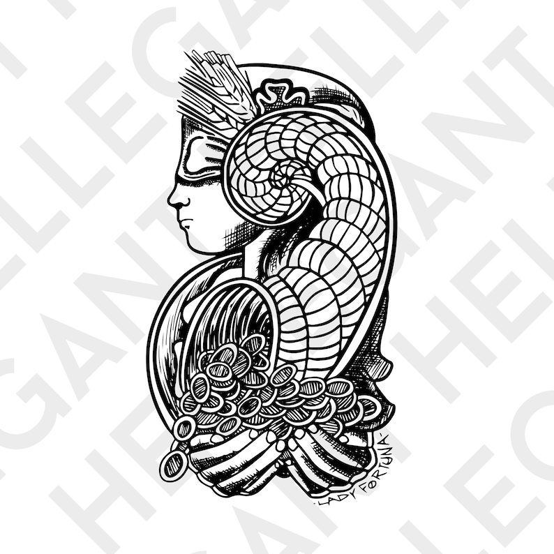 Lady Fortuna Goddess of Fortune / Blind Luck Graphic SVG, PNG, EPS for ...