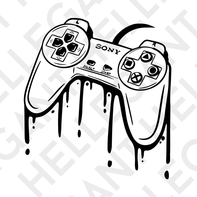 Retro PS Gaming Controller Graffiti Style W/ Drips Graphic Art Svg ...