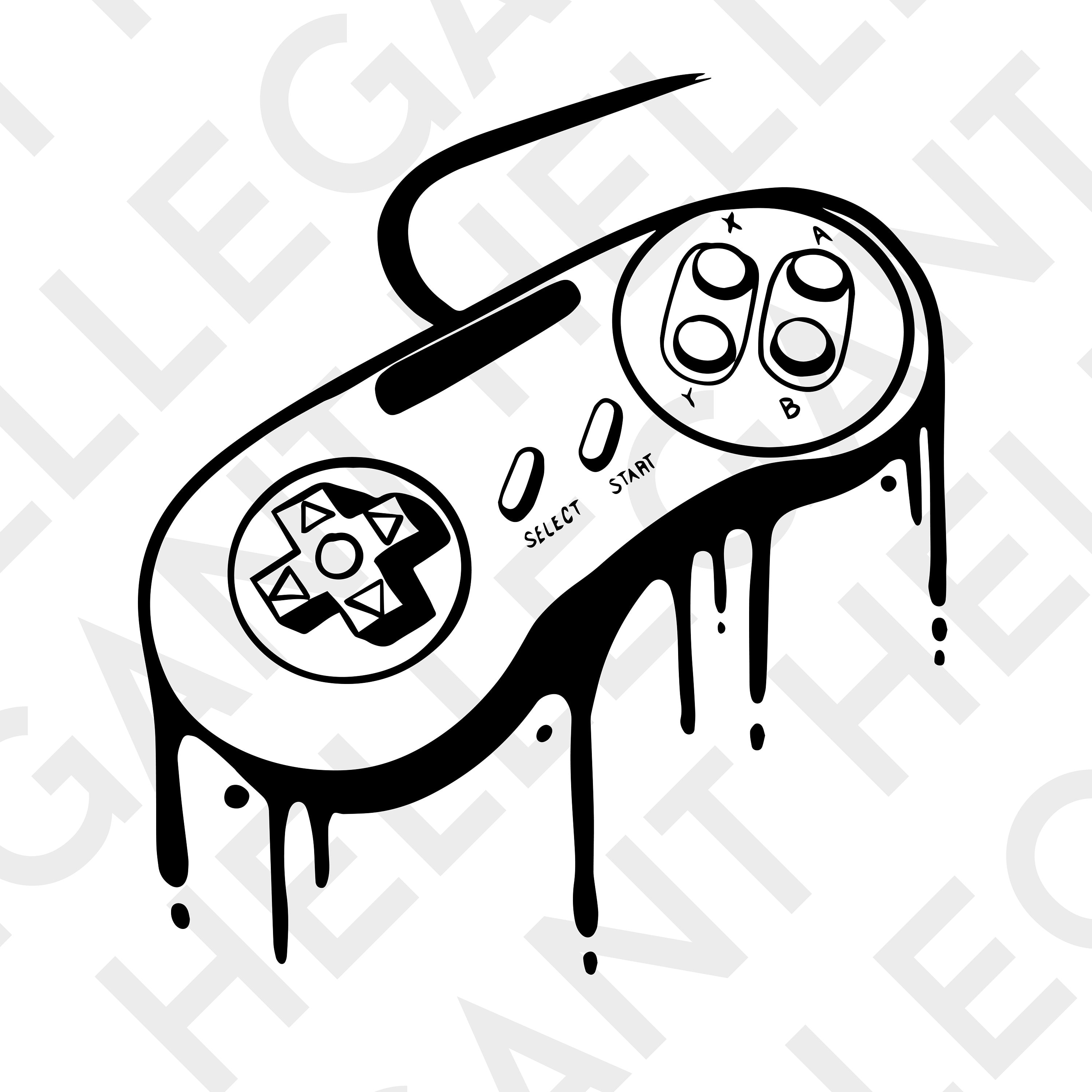 Retro Snes Gaming Controller Graffiti Style W/ Drips Graphic Art SVG ...