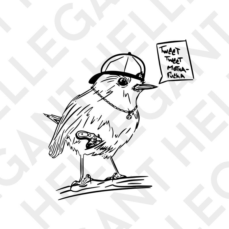 Tweet Gangster Bird Funny Graphic Art SVG - PNG - EPS Files for Circuit ...