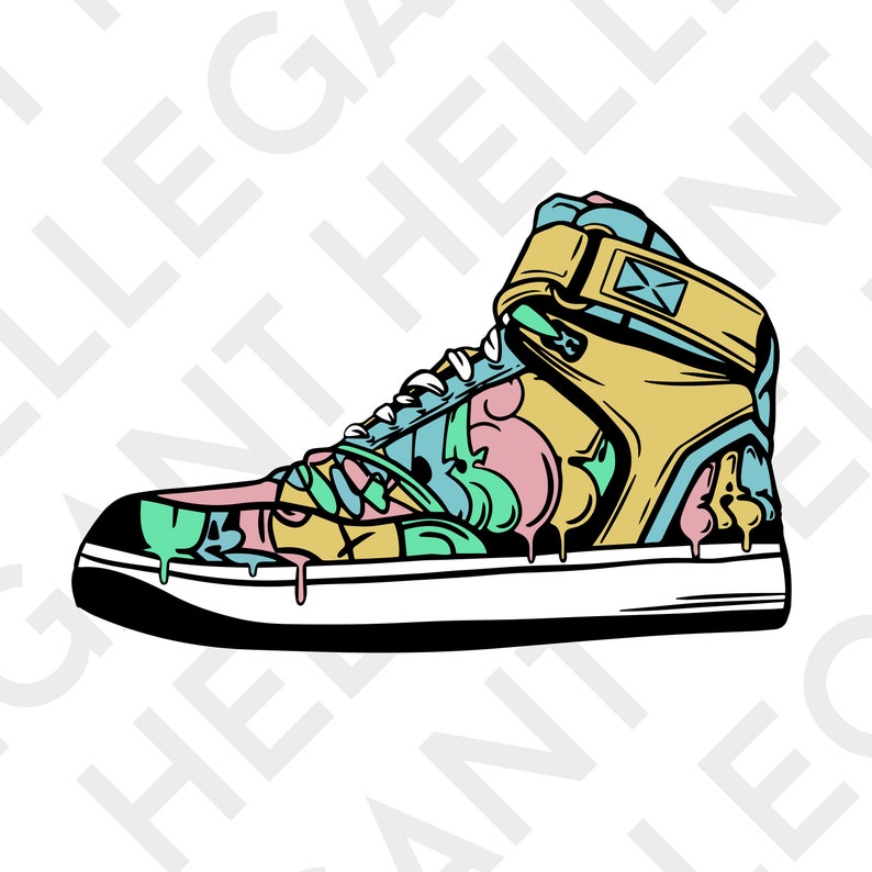 Graffiti Style Sneaker Shoe With Drips Colorful Graphic Art SVG - PNG ...