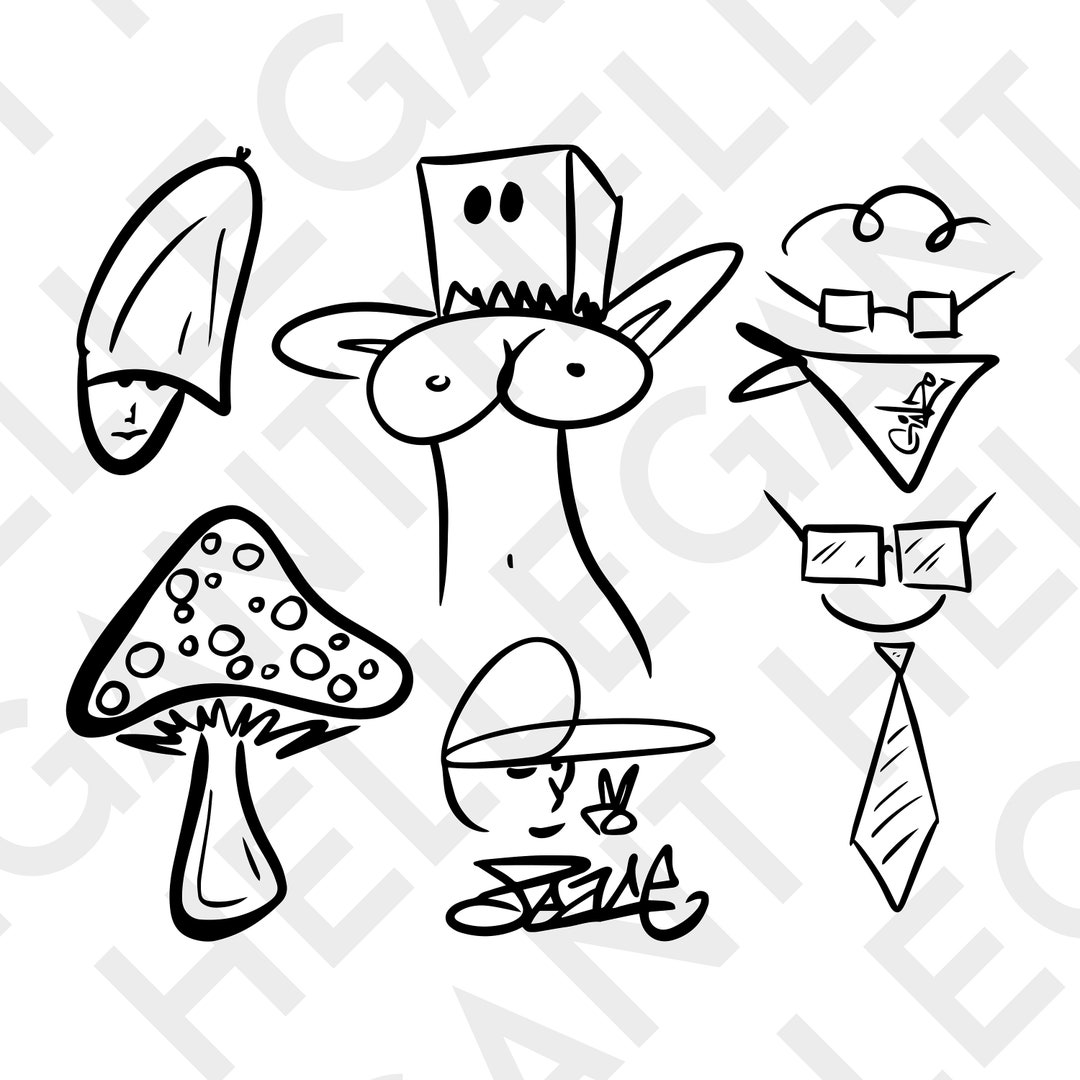 6-PACK Graffiti Monikers Street Sketches Vector Graphic Moniker Set SVG ...