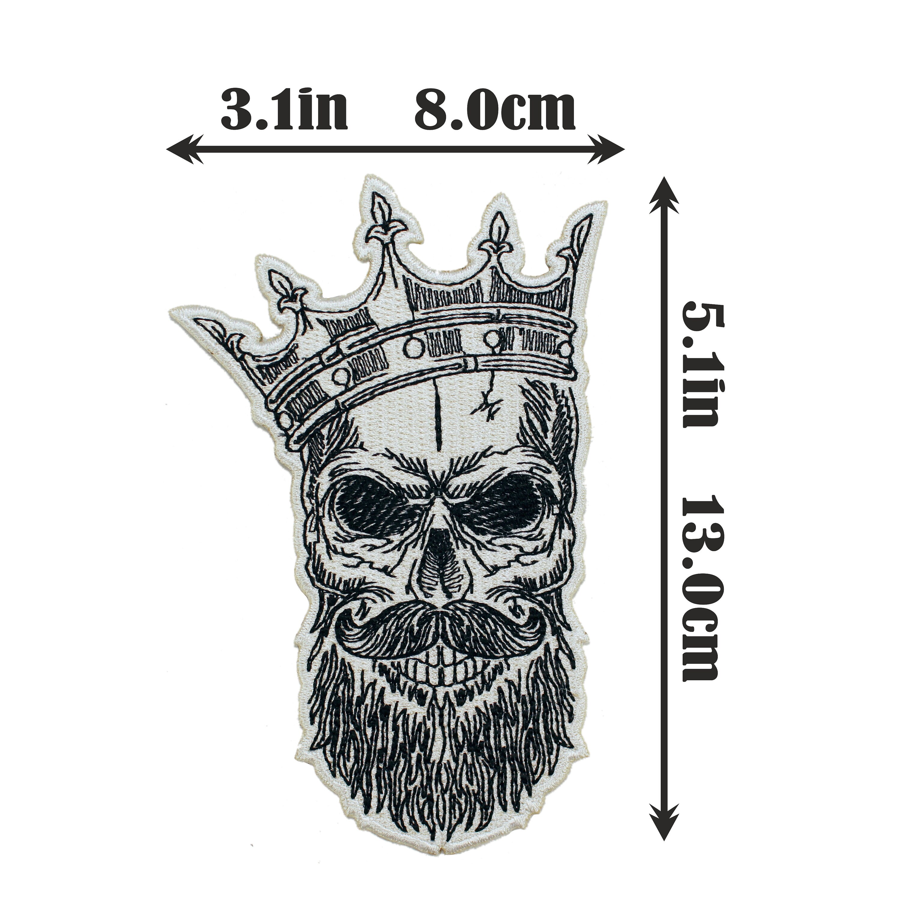 Iron on Patch Skull in Crown Human Skull Patch Horror Skull Realistic ...