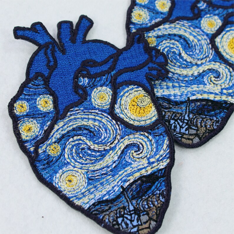 Iron on Art Patch the Starry Night by Vincent Van Gogh in the Shape of a Human Heart - Etsy