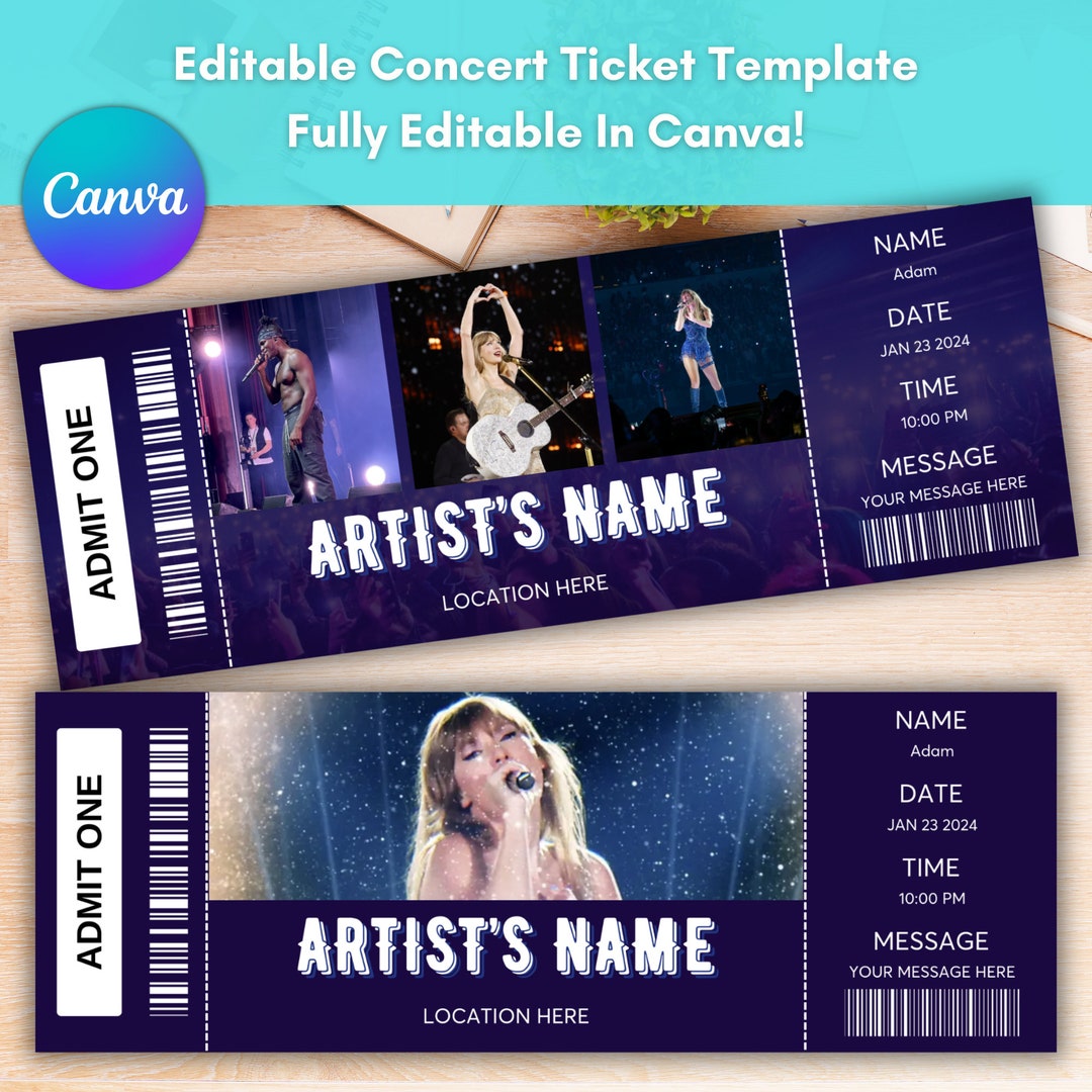 Editable Concert Ticket Template, DIY Event Ticket, Custom Concert ...