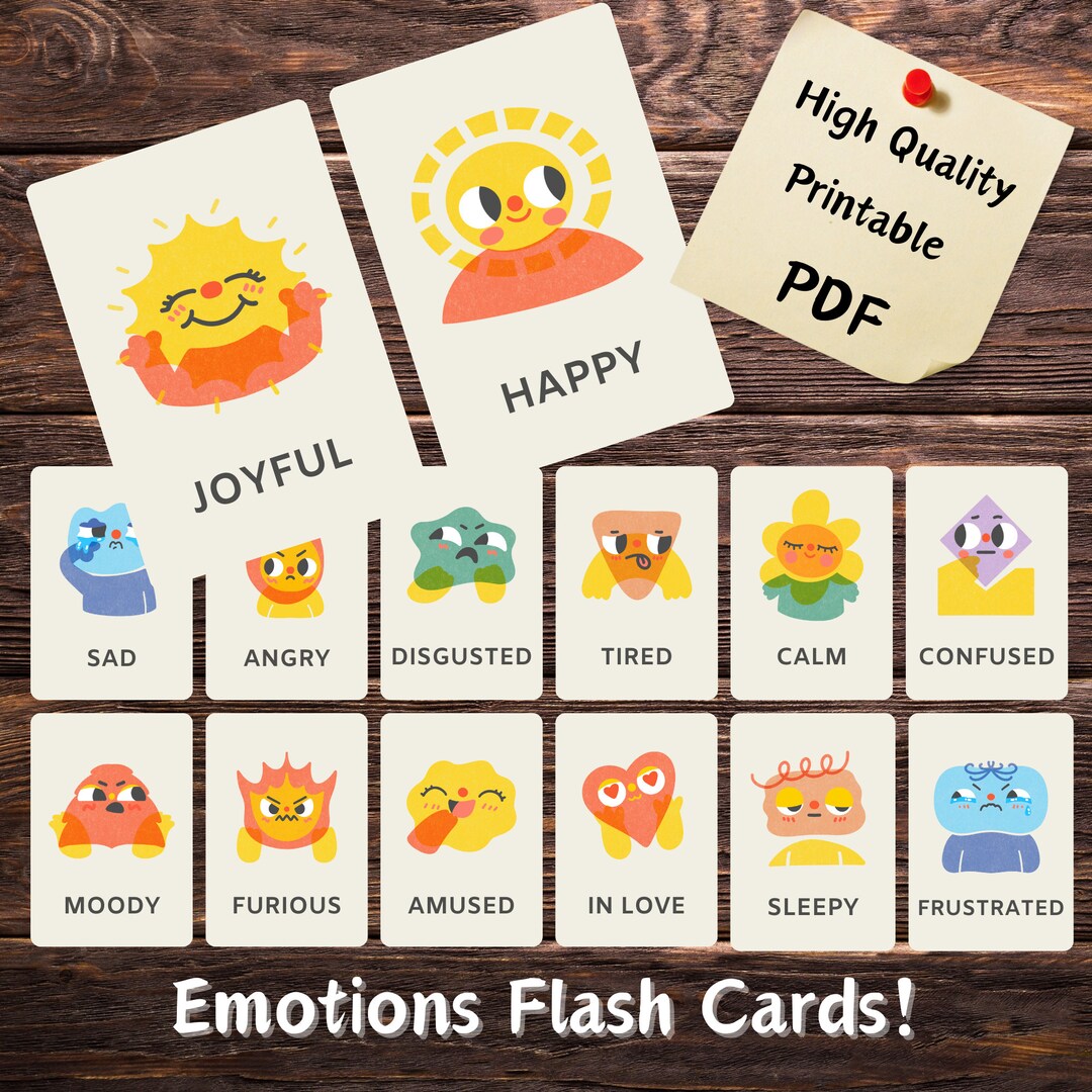Feelings Flashcards, Emotions Flash Cards, Montessori Materials ...