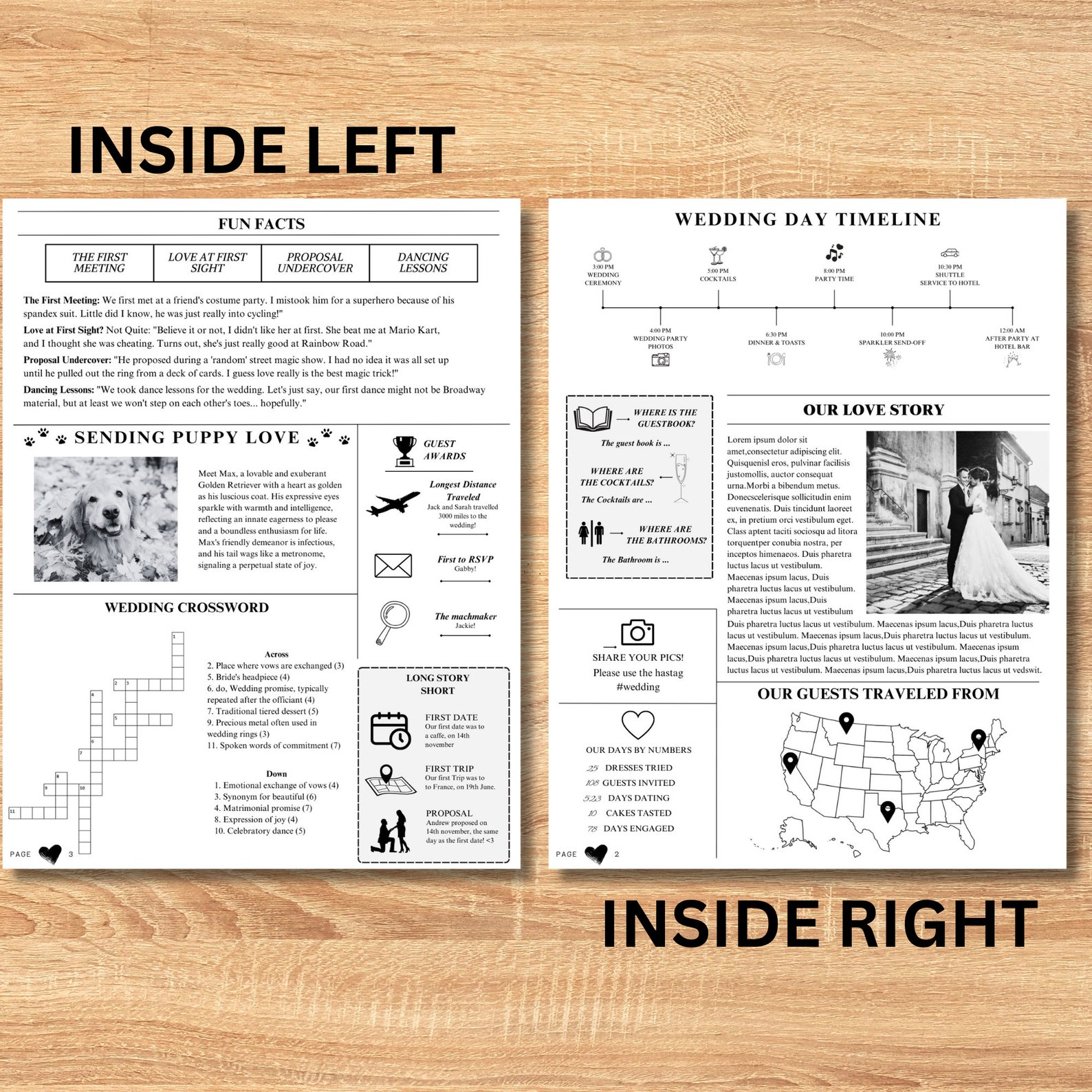 Wedding Book Template, Editable Wedding Newspaper Program, Printable ...